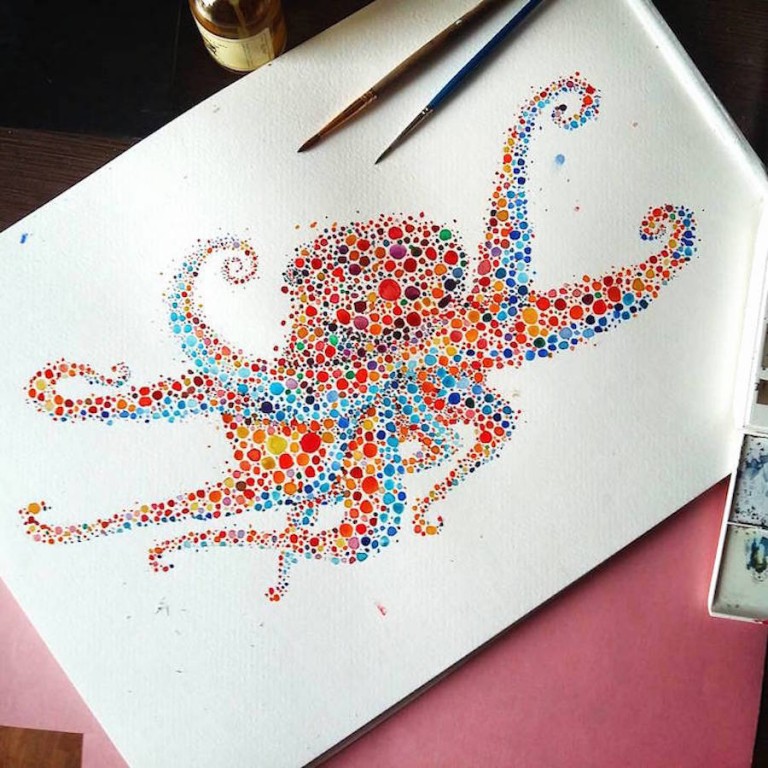 des dessins d'animaux avec des points multicolores par Ana Enshina ...